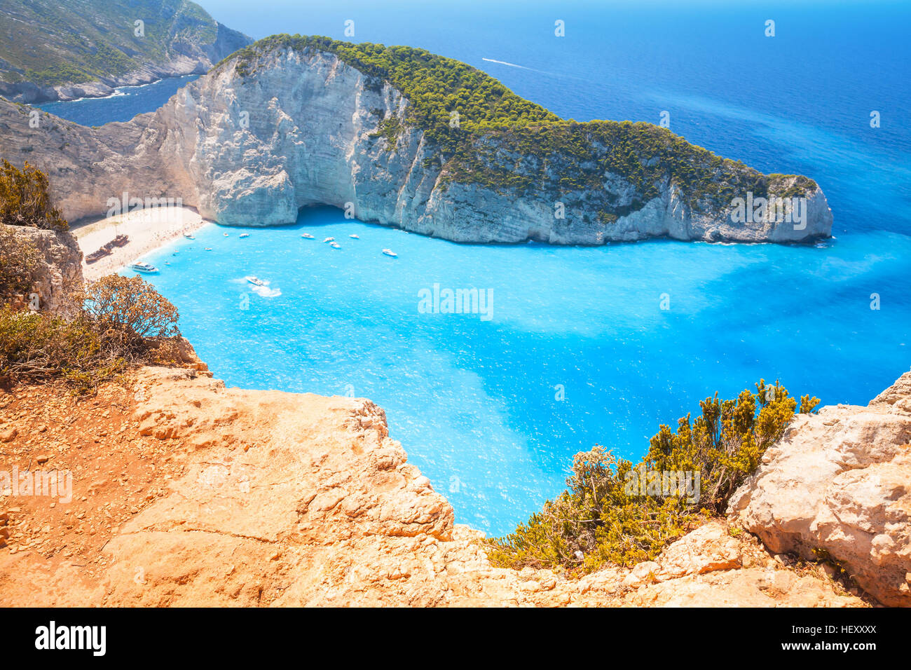 Ship Wreck beach, Navagio bay. The most famous natural landmark of ...