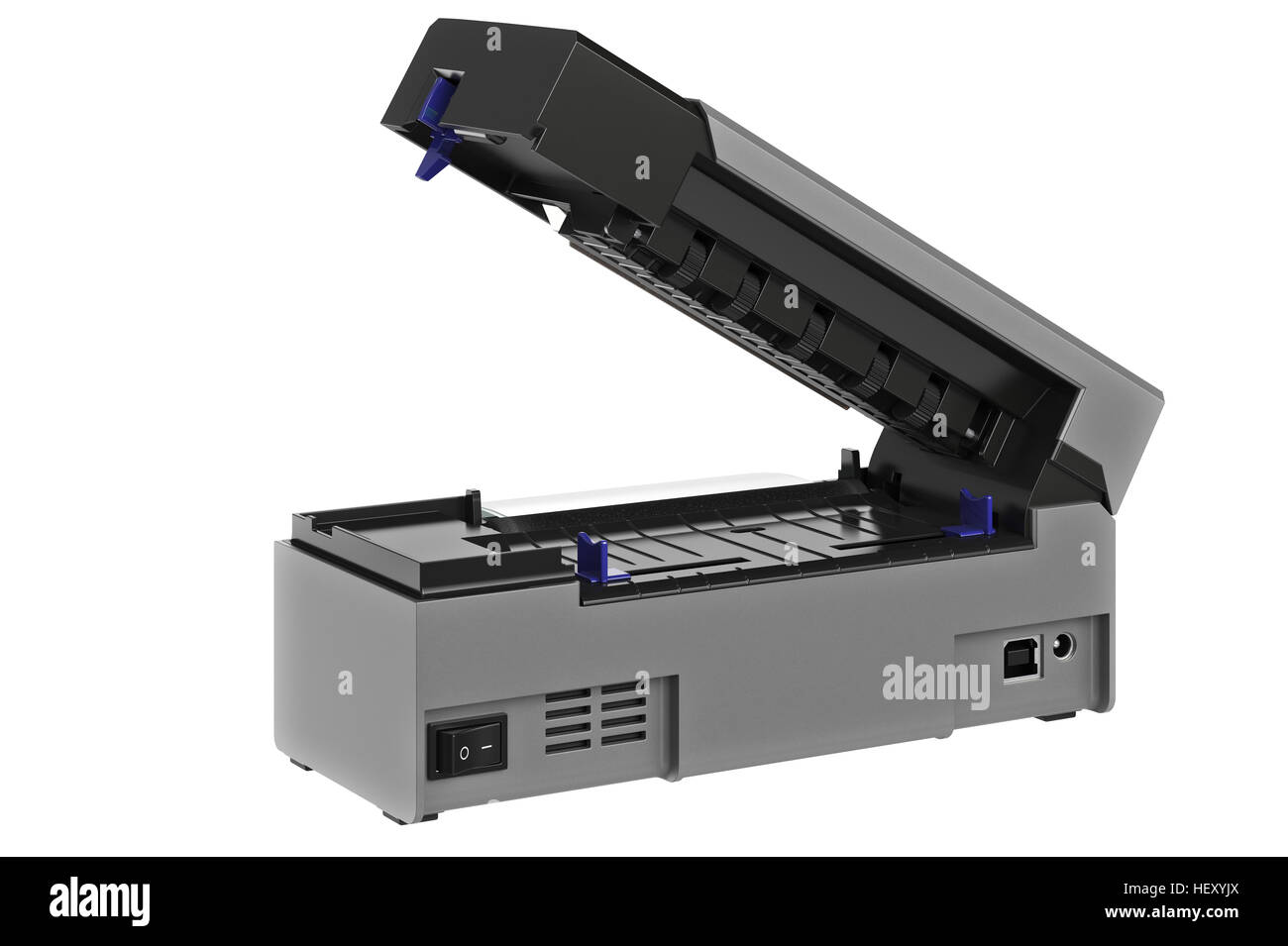 Barcode printer digital open gray printer. 3D illustration Stock Photo ...