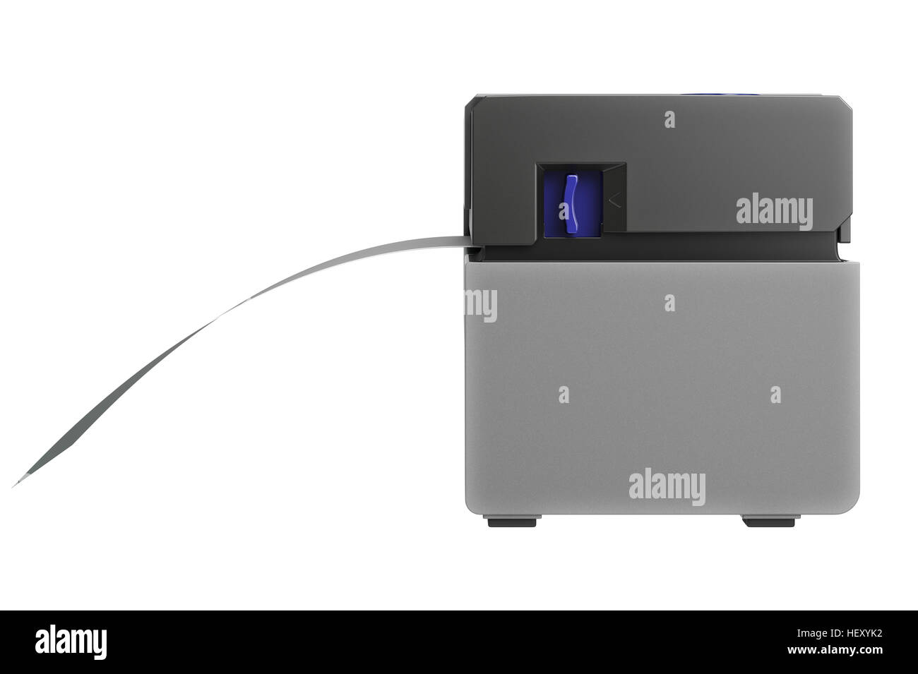 Barcode printer with label, side view. 3D illustration Stock Photo - Alamy