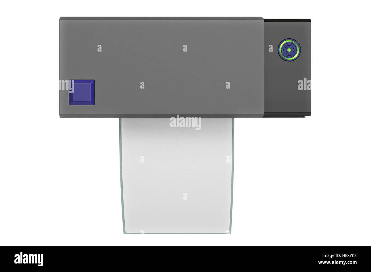 Barcode printer with label, top view. 3D illustration Stock Photo - Alamy