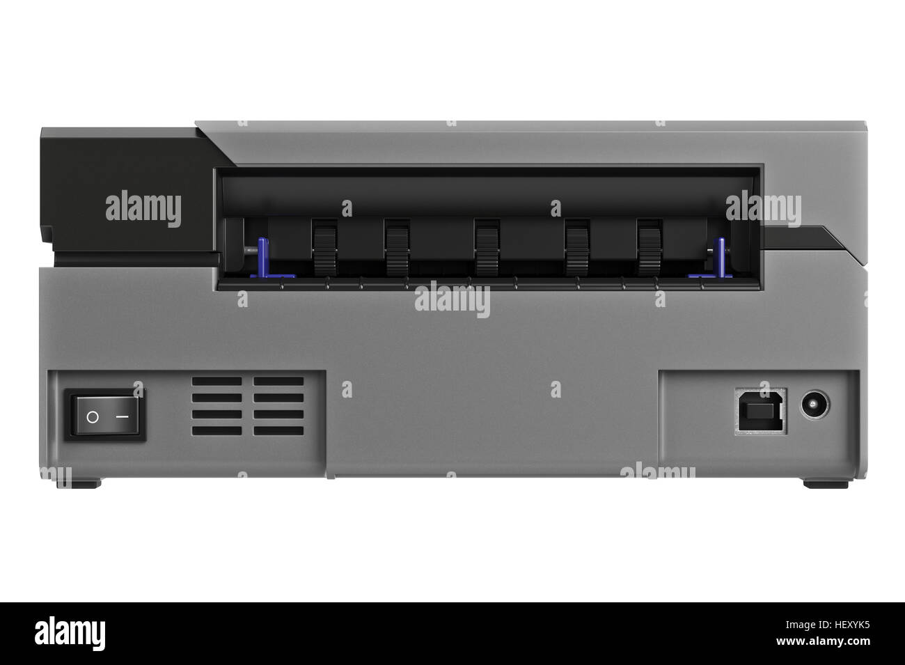 Barcode printer gray, back view. 3D illustration Stock Photo - Alamy