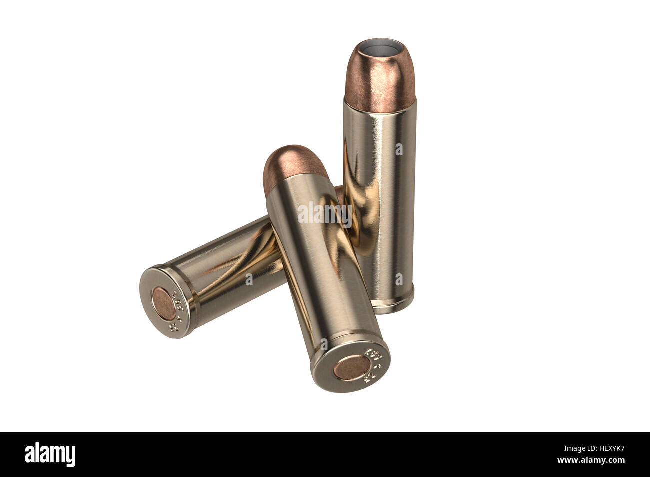 Bullet gun ammunition of shiny metal. 3D illustration Stock Photo - Alamy
