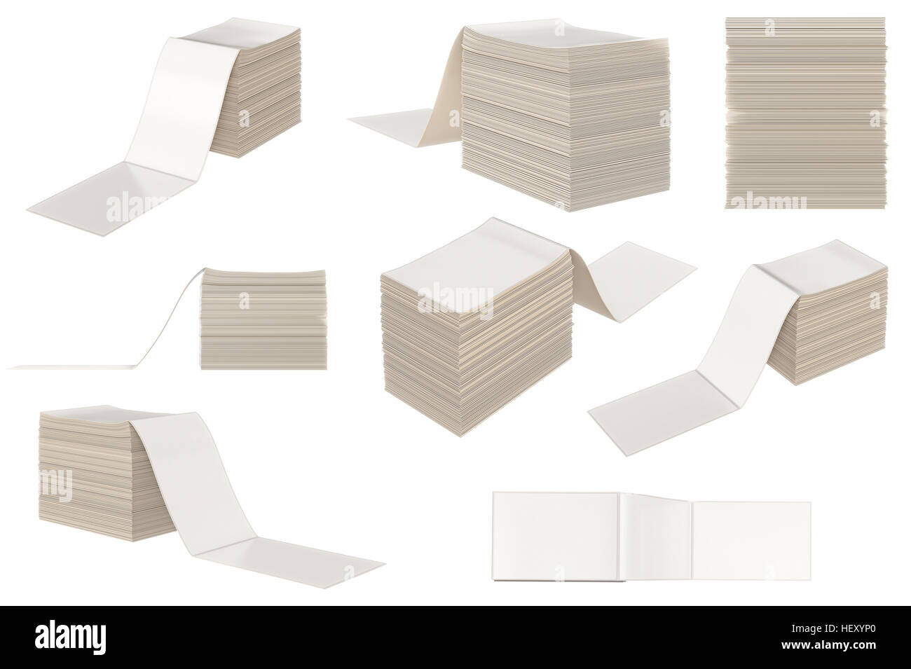 Paper stack for print label set. 3D illustration Stock Photo - Alamy