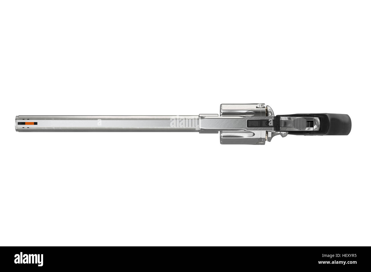 Revolver chrome weapon, top view. 3D illustration Stock Photo - Alamy