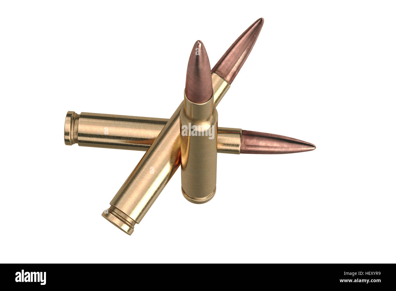Bullet rifle weapon with round shell. 3D illustration Stock Photo - Alamy