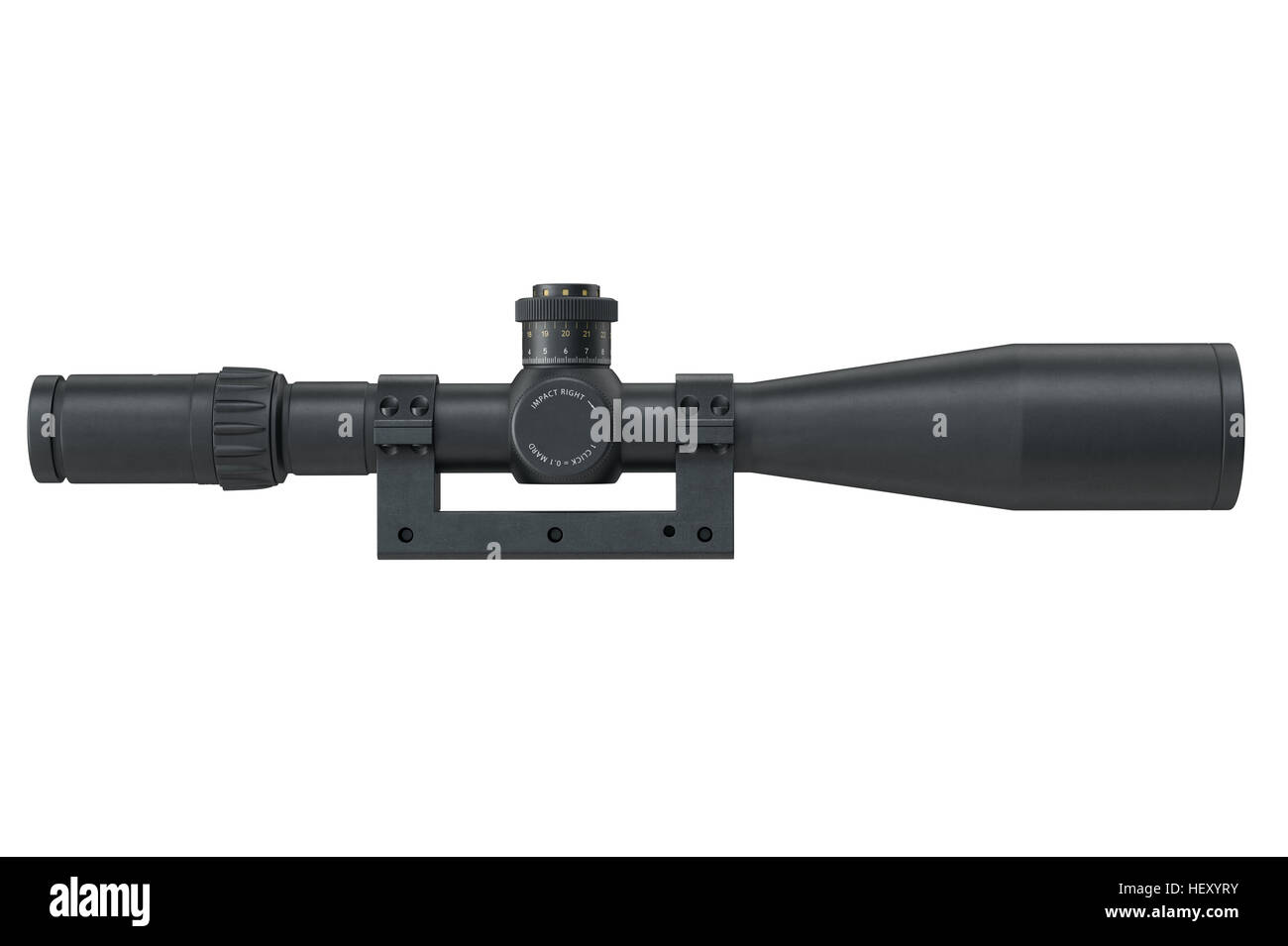 Scope optical equipment for sniper rifle, side view. 3D illustration ...