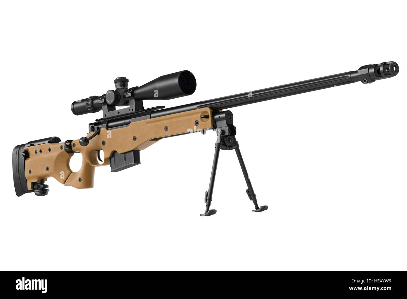 Rifle sniper weapon gun black steel. 3D rendering Stock Photo - Alamy