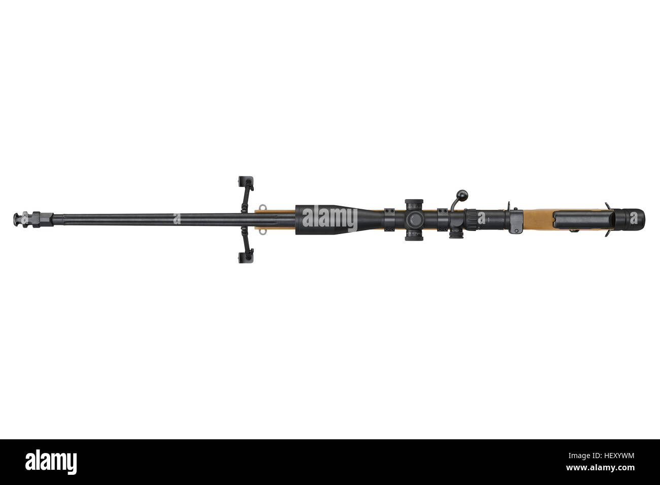 Rifle sniper modern army gun, top view. 3D rendering Stock Photo - Alamy