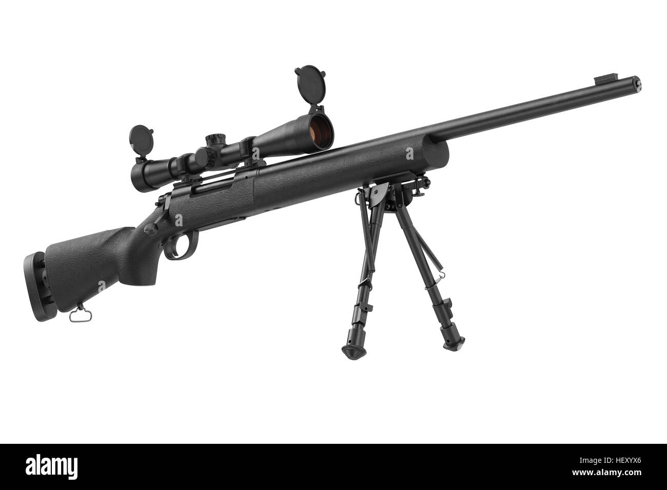 Rifle sniper with optical scope weapon gun black steel. 3D graphic ...