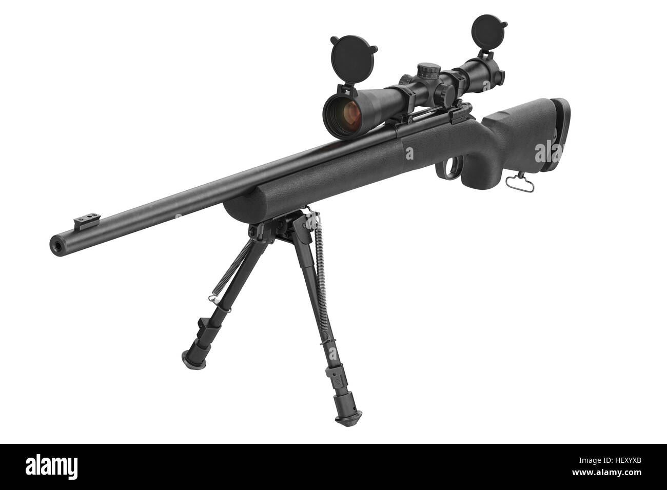 Rifle sniper optical modern black gun. 3D rendering Stock Photo - Alamy