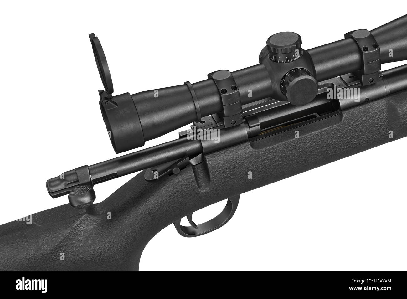 Rifle sniper modern military equipment, close view. 3D rendering Stock ...