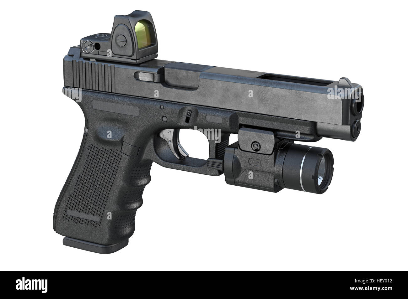 Gun weapon flashlight shooting device. 3D rendering Stock Photo - Alamy