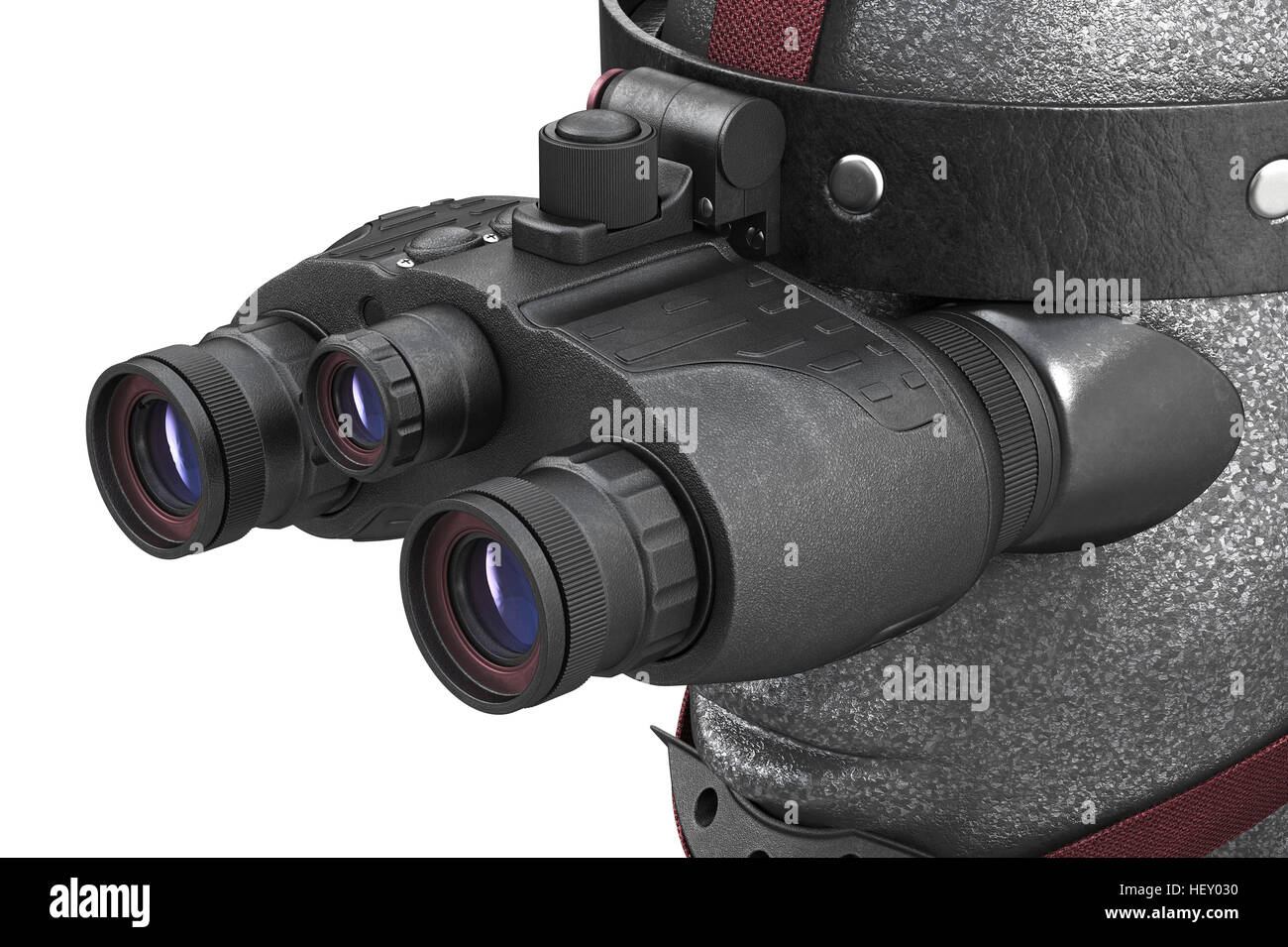 Night vision army equipment infantry wearing, close view. 3D rendering ...