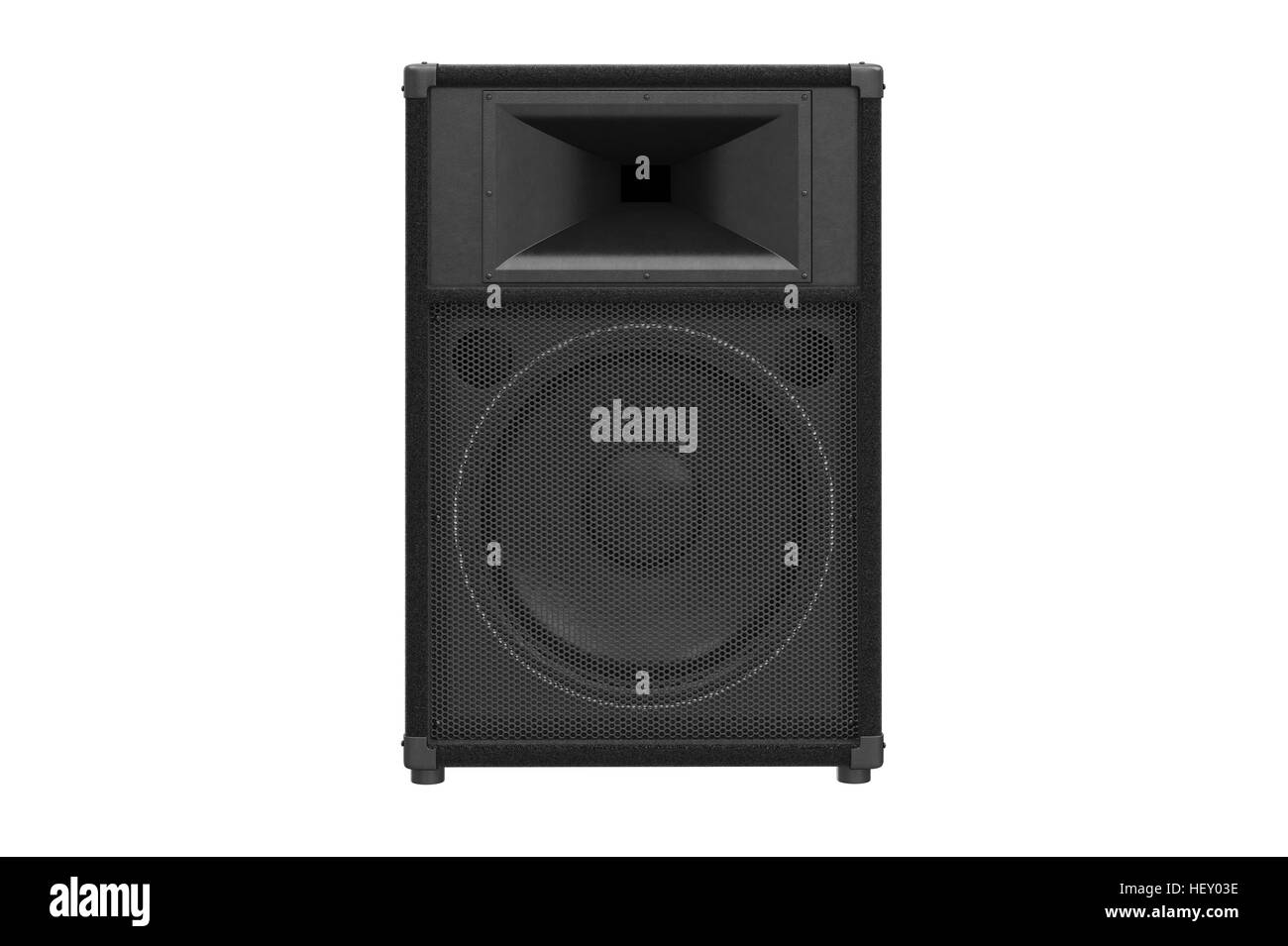 Speaker audio loud music for rock and disco, front view. 3D rendering ...