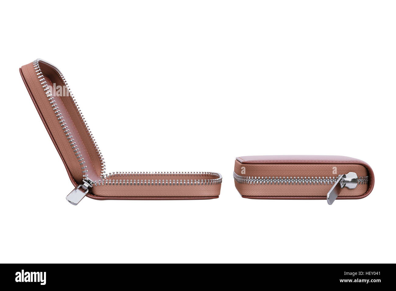 Wallet leather cloth small pouch, side view. 3D rendering Stock Photo ...