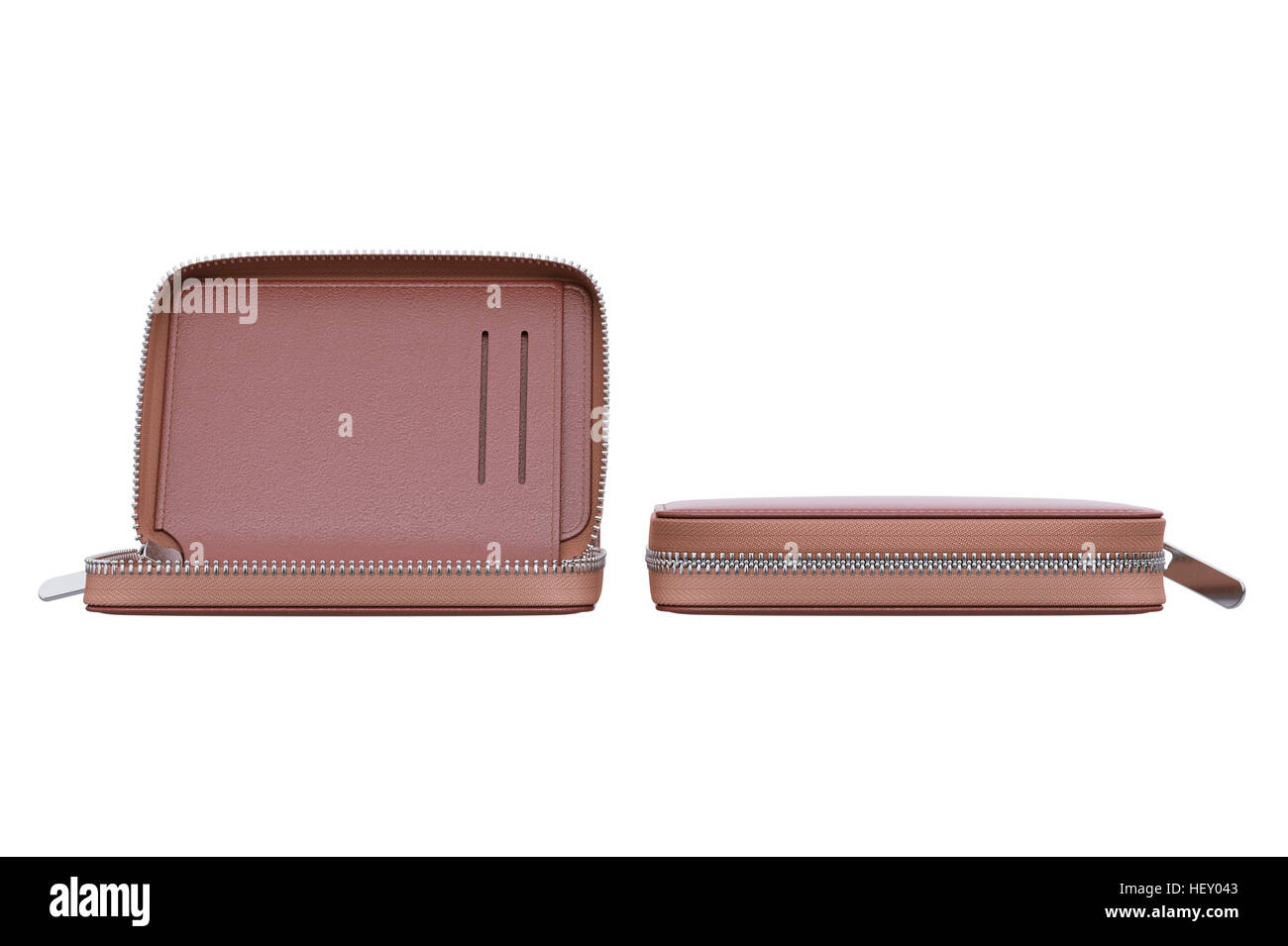 Wallet leather modern purse with lock, side view. 3D rendering Stock ...