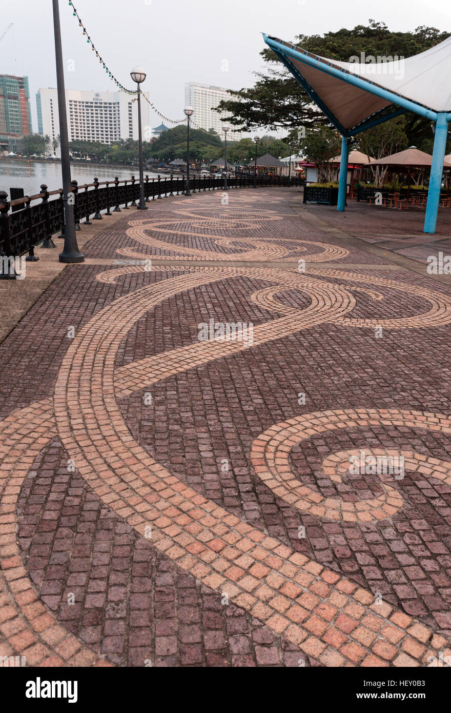 Kuching Riverside paving pattern Stock Photo - Alamy