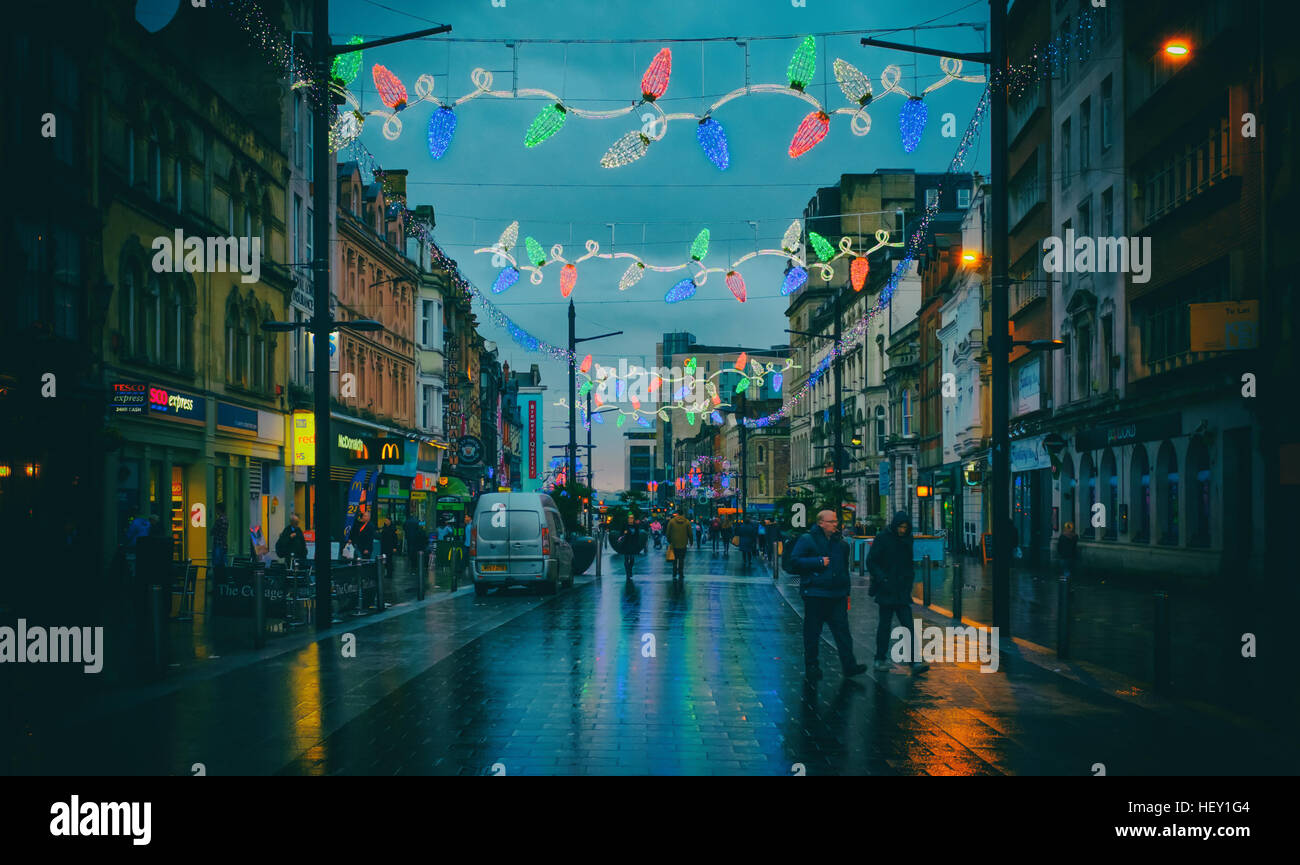 St Mary's Street in Cardiff at Christmas time Stock Photo - Alamy
