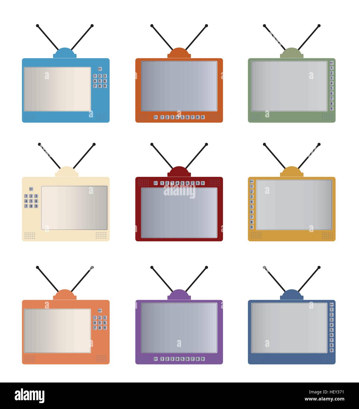 Set of Retro Digit television Vector Illustration Stock Vector Image ...