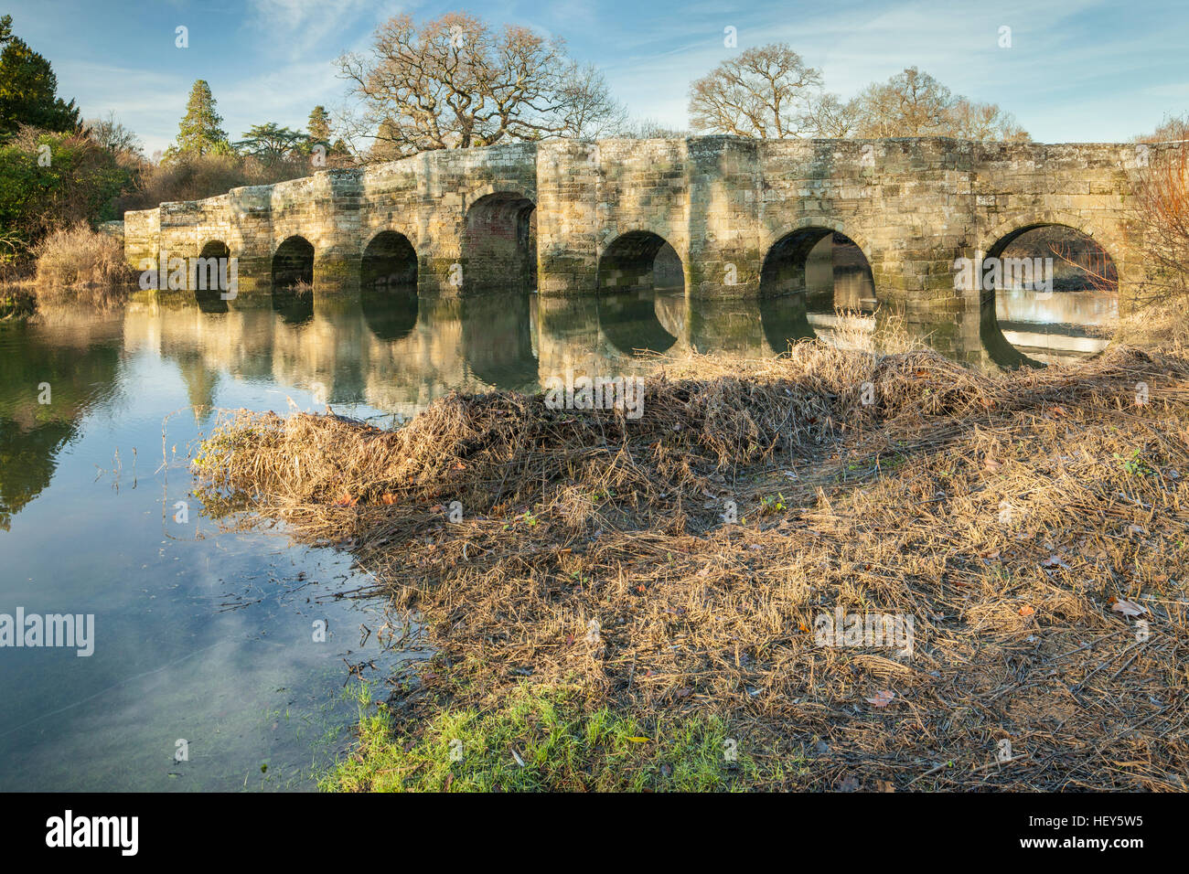 Winter afternoon at Stopham bridge, West Sussex, England Stock Photo ...