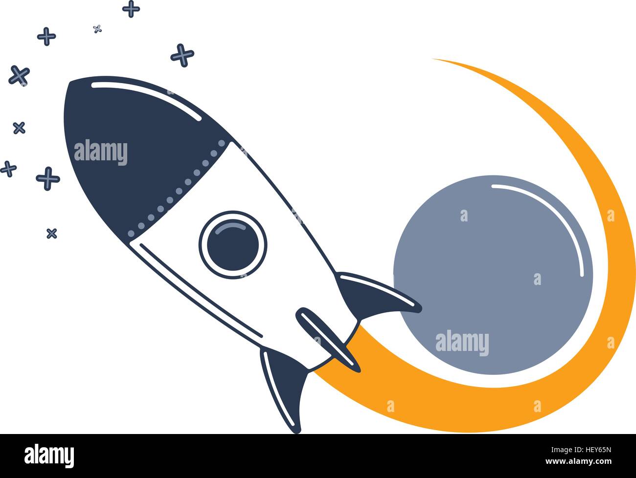 Cartoon space rocket flies in Stock Vector Images - Alamy