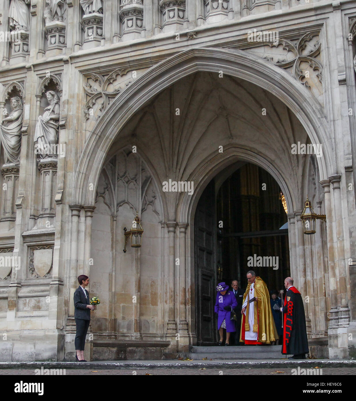 Her Majesty The Queen, accompanied by The Duke of Edinburgh and The ...