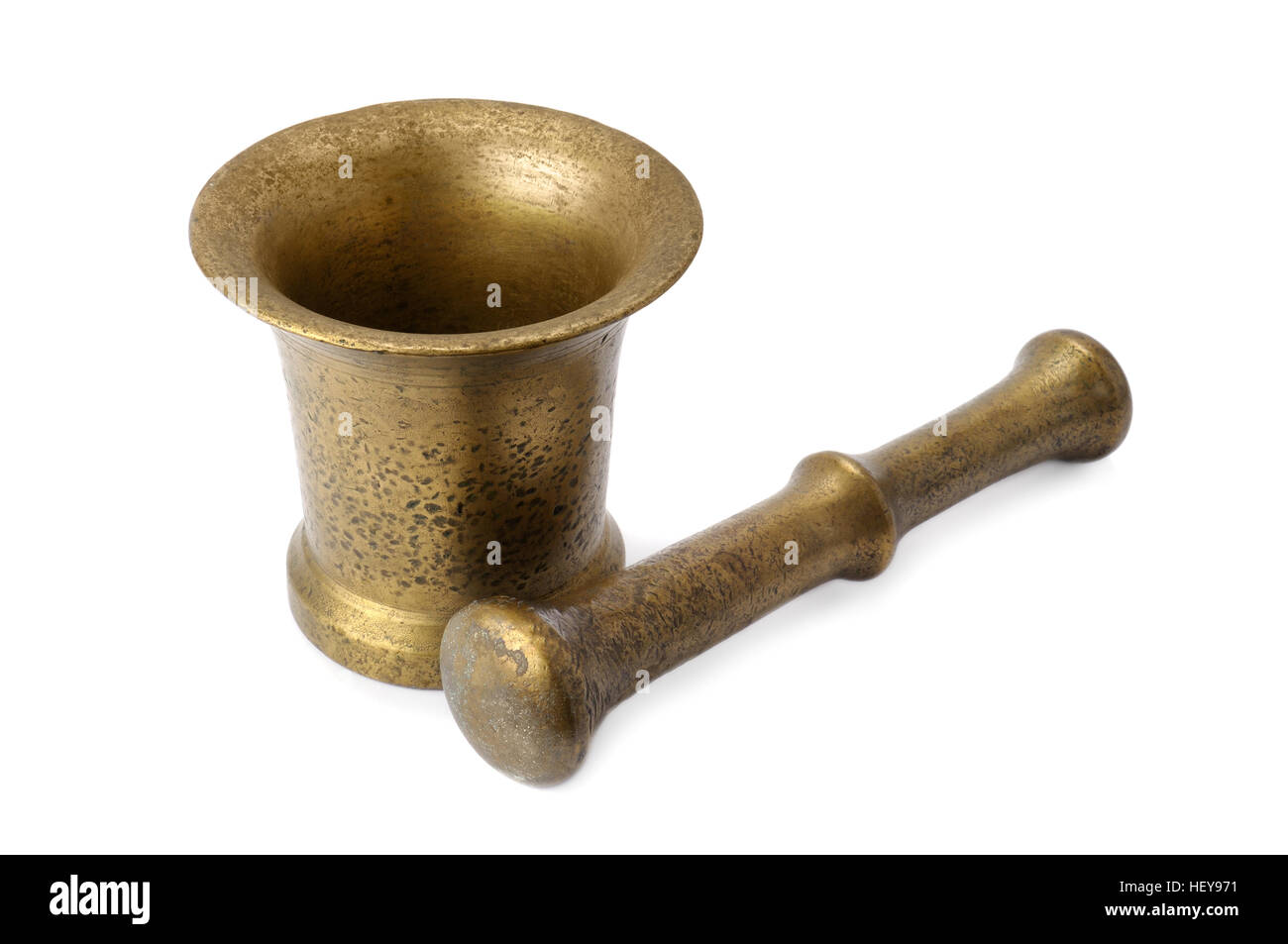 metal mortar and pestle isolated on white background Stock Photo - Alamy