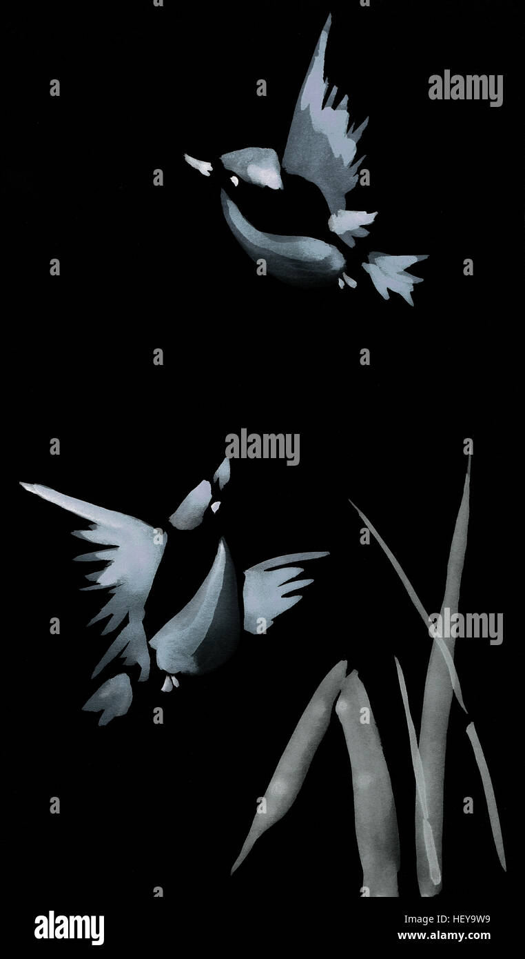 Chinese art painting birds hi-res stock photography and images - Alamy