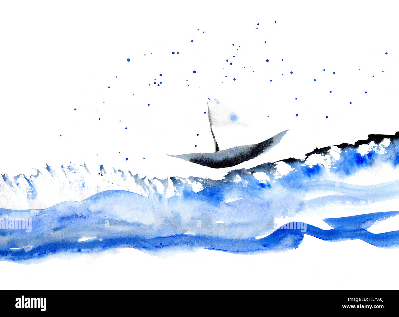 Waves watercolor hi-res stock photography and images - Alamy