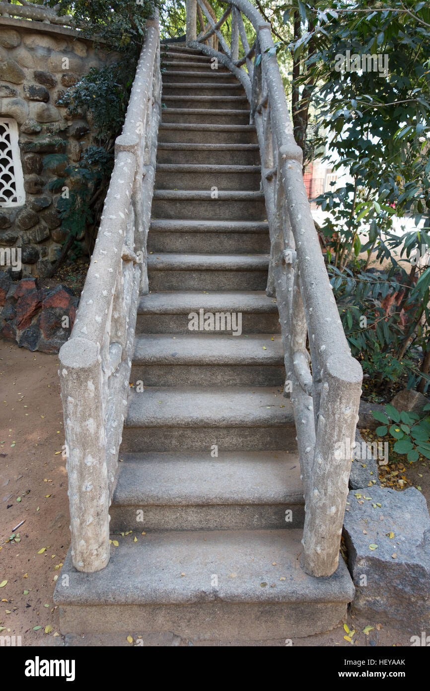 stone stairs with cobblestone wall in the background Stock Photo - Alamy