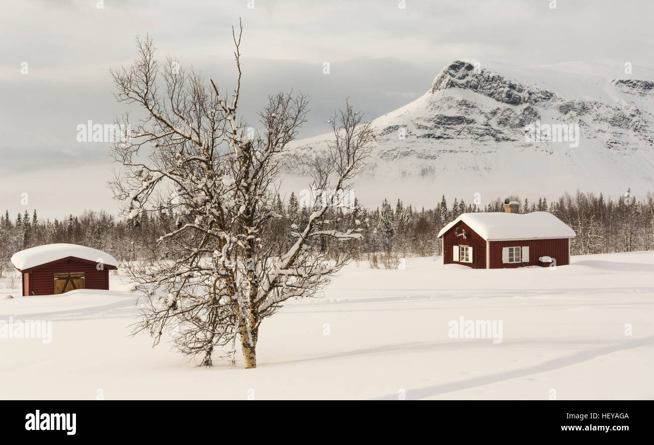 Sweden snow cabin trees hi-res stock photography and images - Alamy