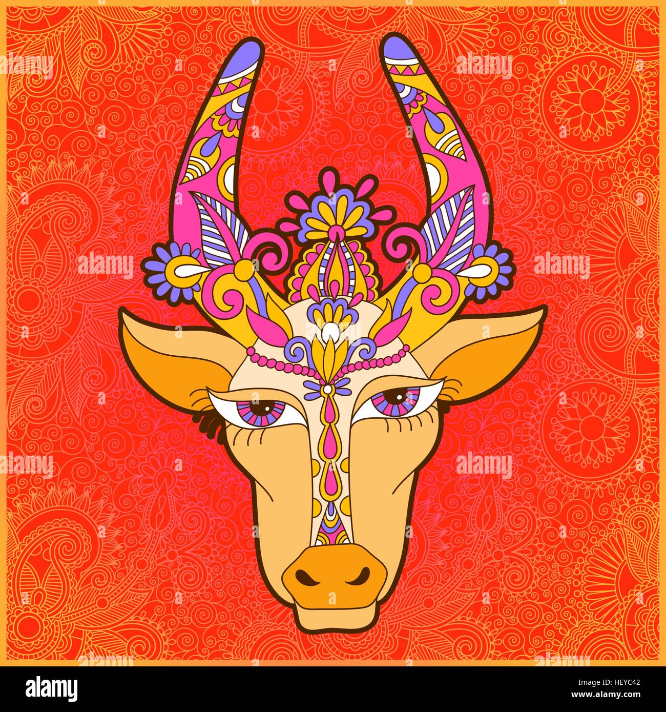 Line decorative drawing indian cow hi-res stock photography and images ... Line decorative drawing indian cow hi-res stock photography and images ...
