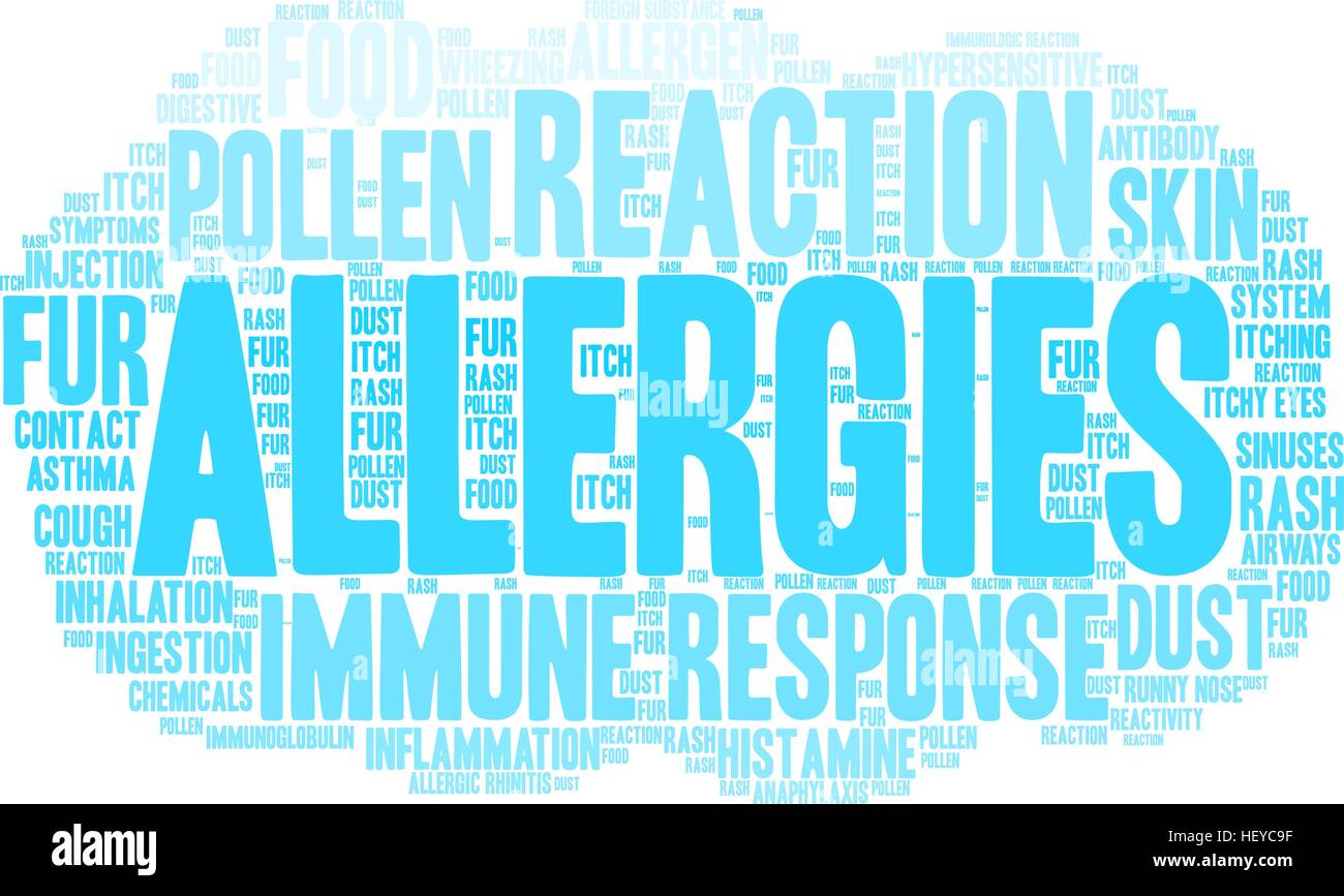 Allergies word cloud on a white background Stock Vector Image & Art - Alamy