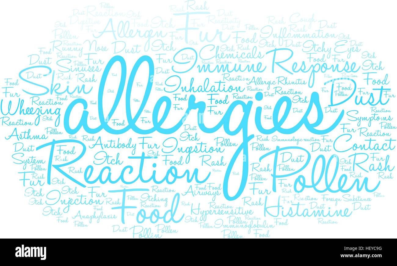 Allergies word cloud on a white background Stock Vector Image & Art - Alamy