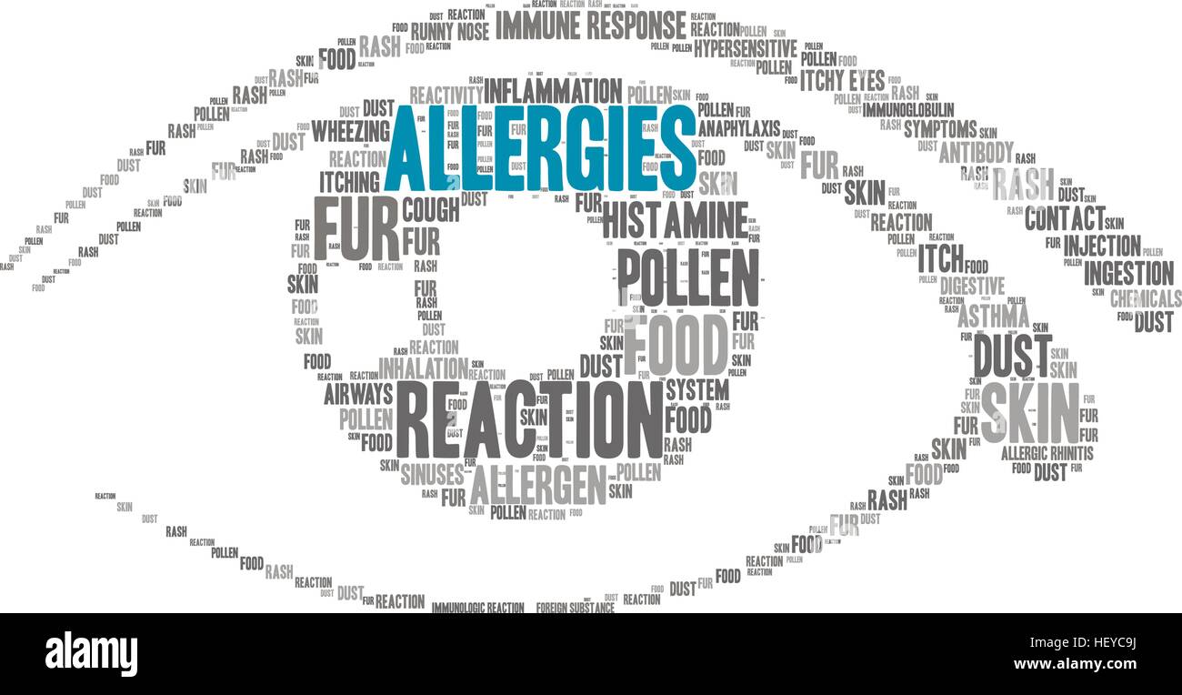 Allergies word cloud on a white background Stock Vector Image & Art - Alamy