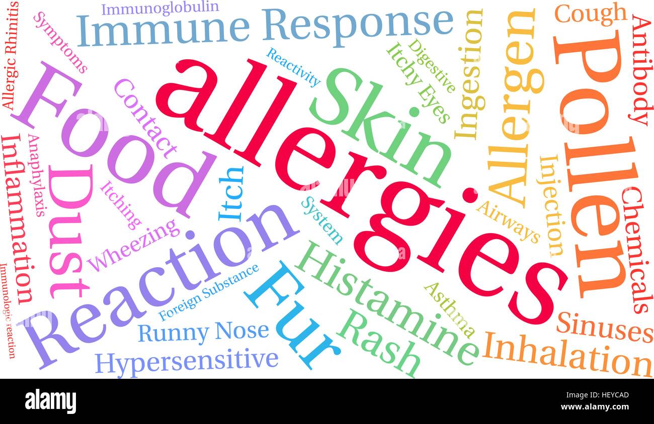 Allergies word cloud on a white background Stock Vector Image & Art - Alamy