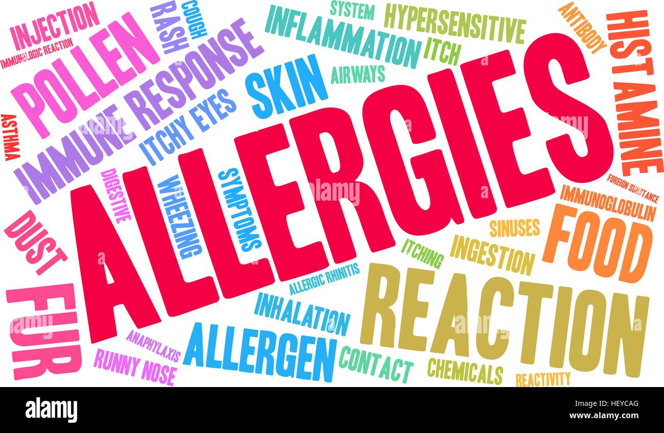 Allergies word cloud on a white background Stock Vector Image & Art - Alamy