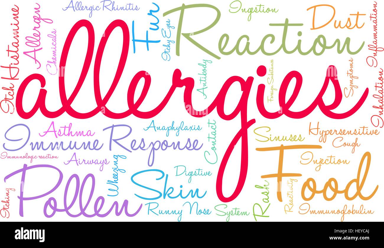 Allergies word cloud on a white background Stock Vector Image & Art - Alamy