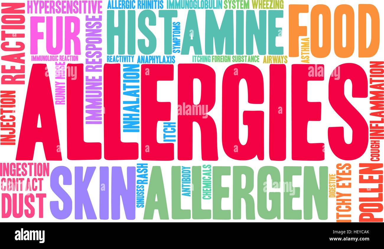 Allergies word cloud on a white background Stock Vector Image & Art - Alamy