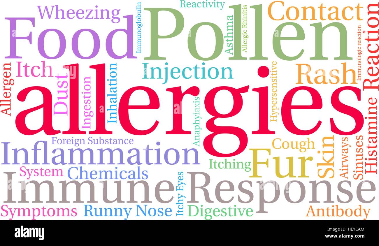 Allergies word cloud on a white background Stock Vector Image & Art - Alamy