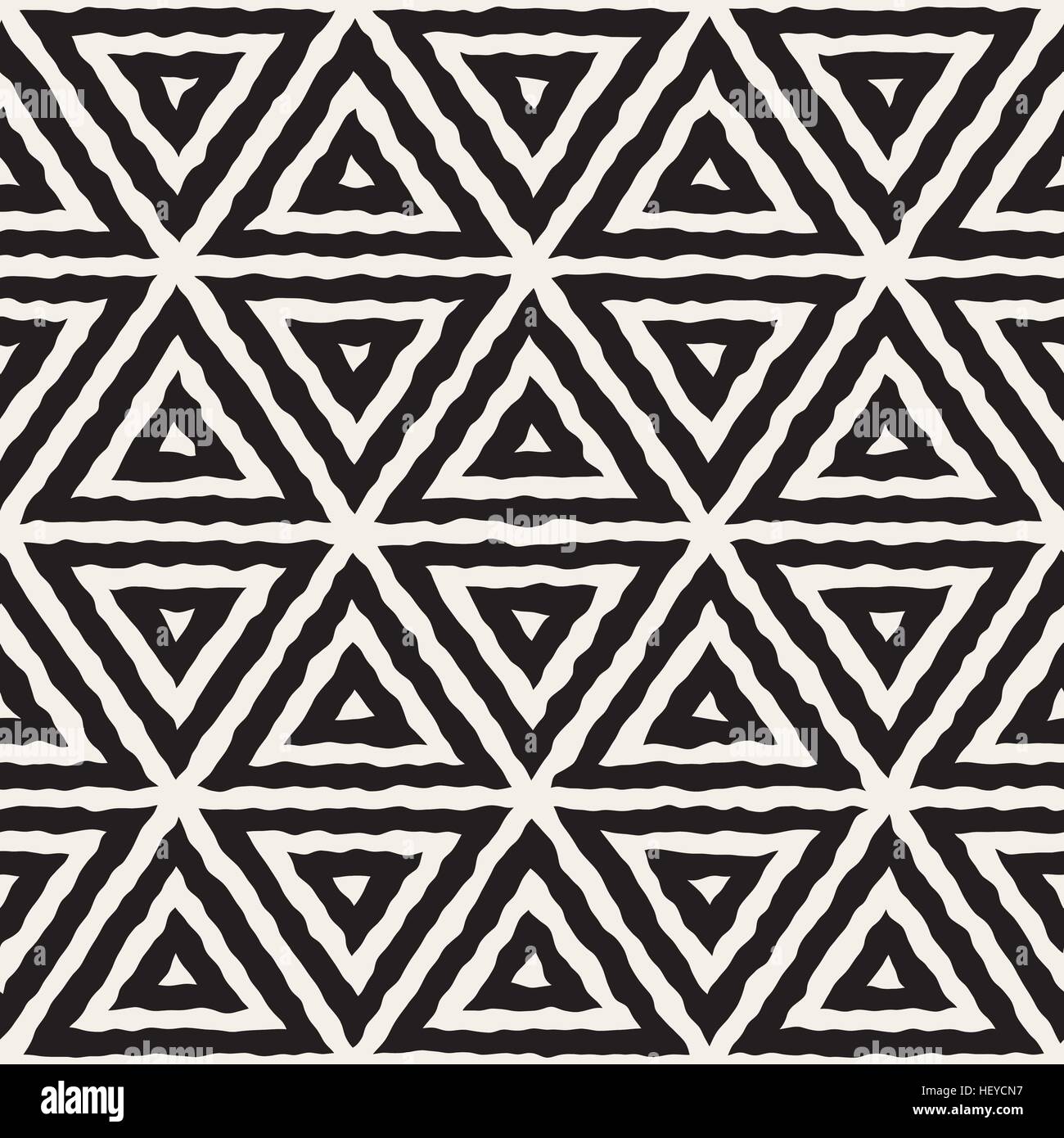 Vector Seamless Black And White Hand Drawn Triangle Line Pattern ...