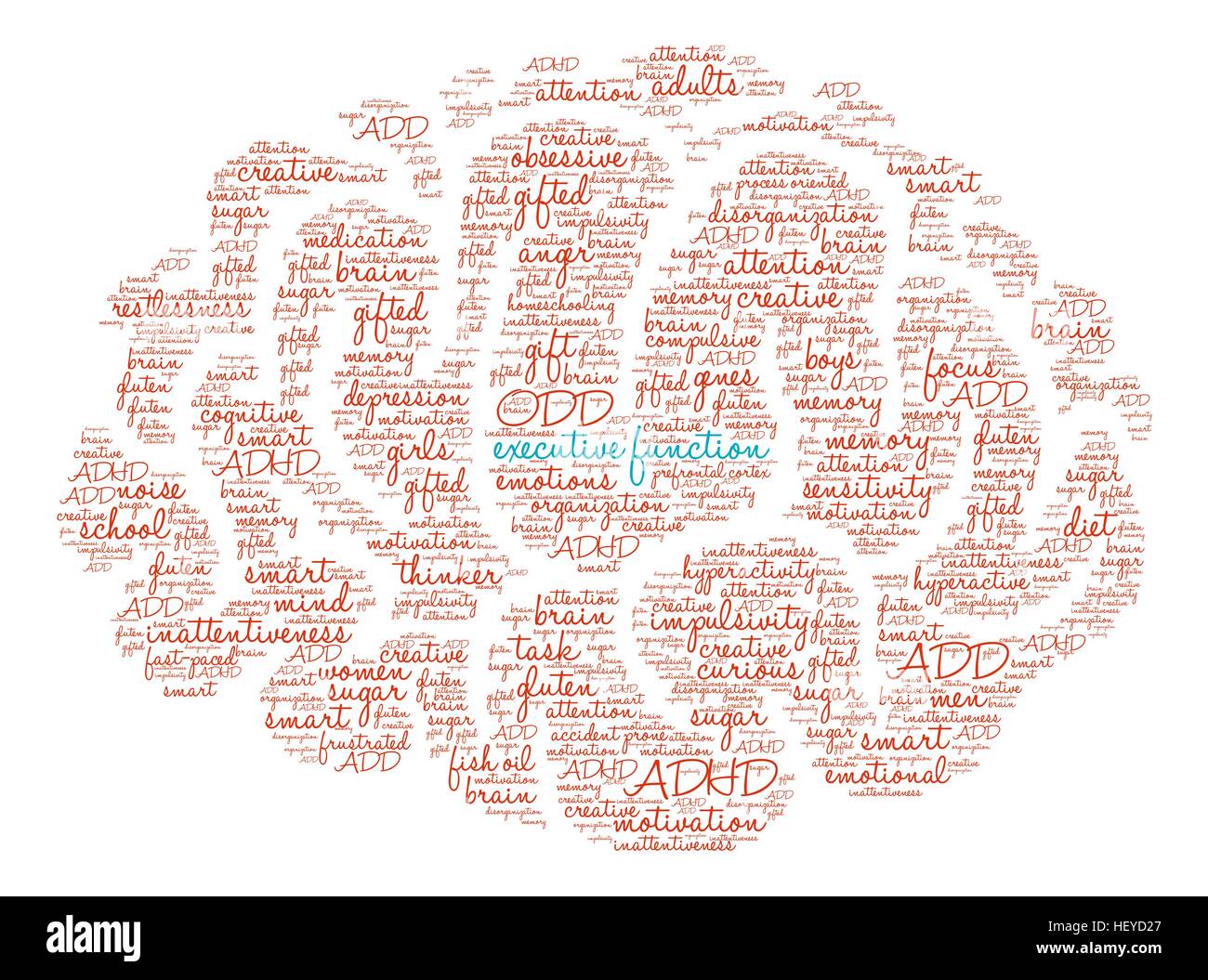 Executive Function Brain word cloud on a white background Stock Vector ...