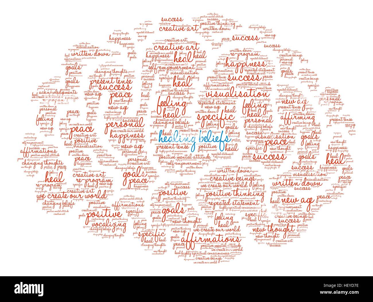 Healing Beliefs Brain word cloud on a white background Stock Vector ...