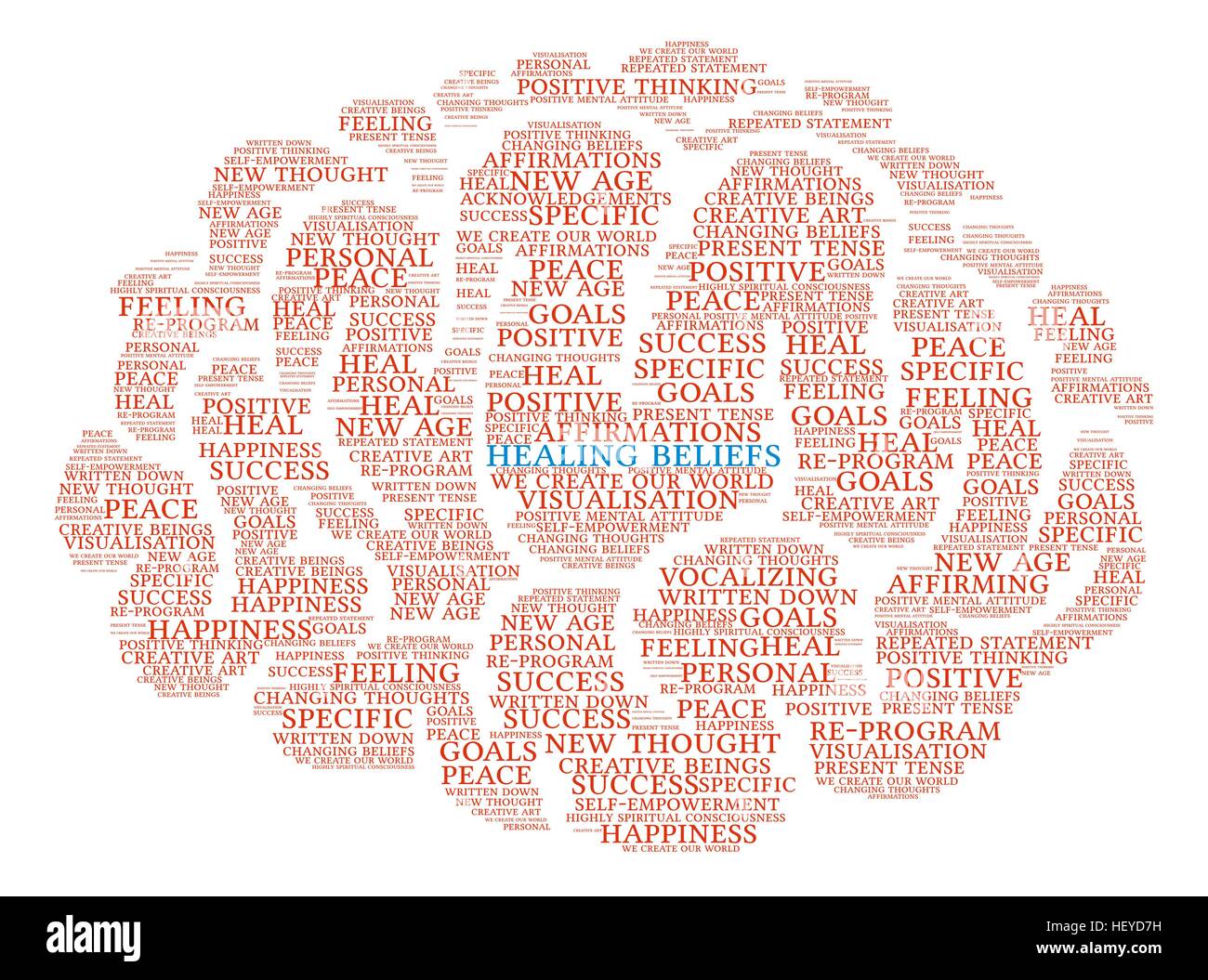 Healing Beliefs Brain word cloud on a white background Stock Vector ...
