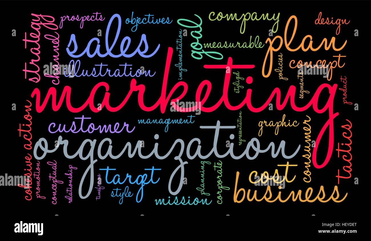 Marketing word cloud on a black background Stock Vector Image & Art - Alamy