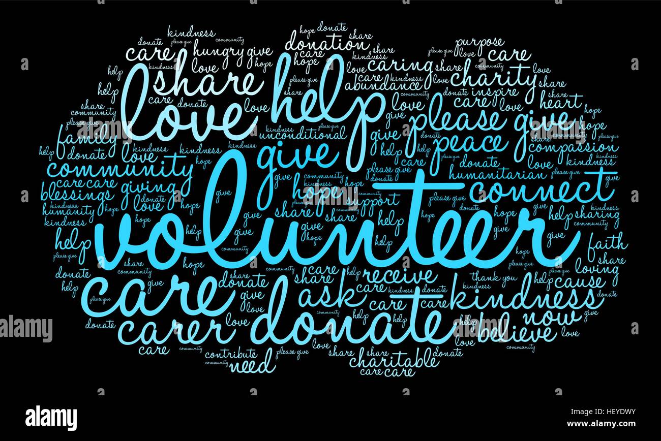 Volunteer word cloud on a black background Stock Vector Image & Art - Alamy