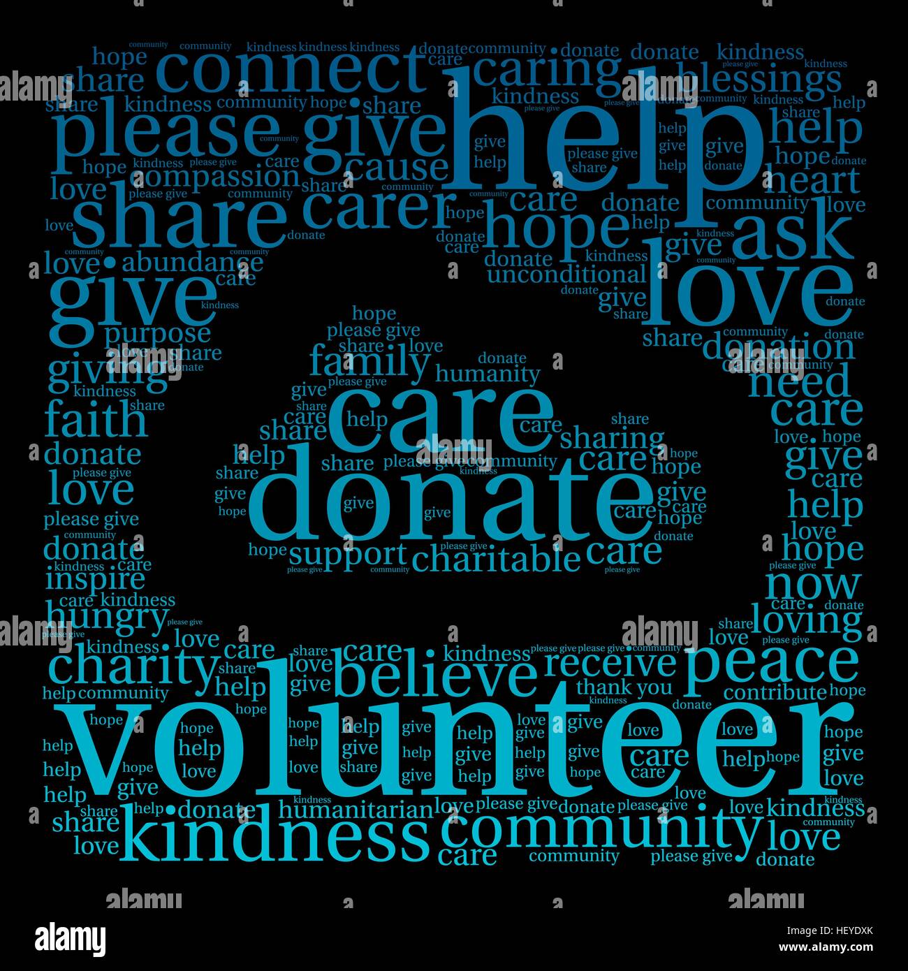Volunteer word cloud on a black background Stock Vector Image & Art - Alamy