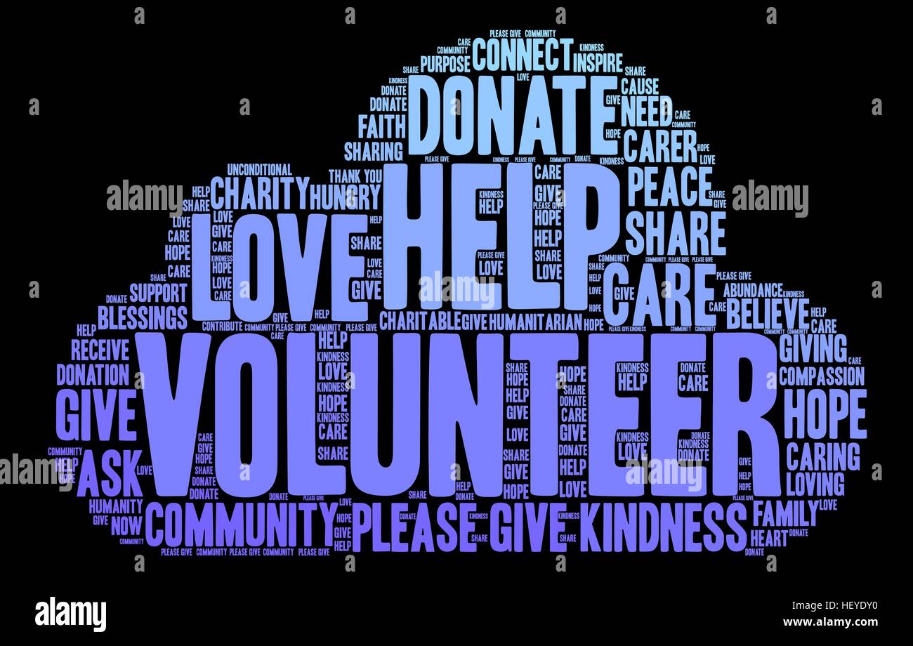 Volunteer word cloud on a black background Stock Vector Image & Art - Alamy