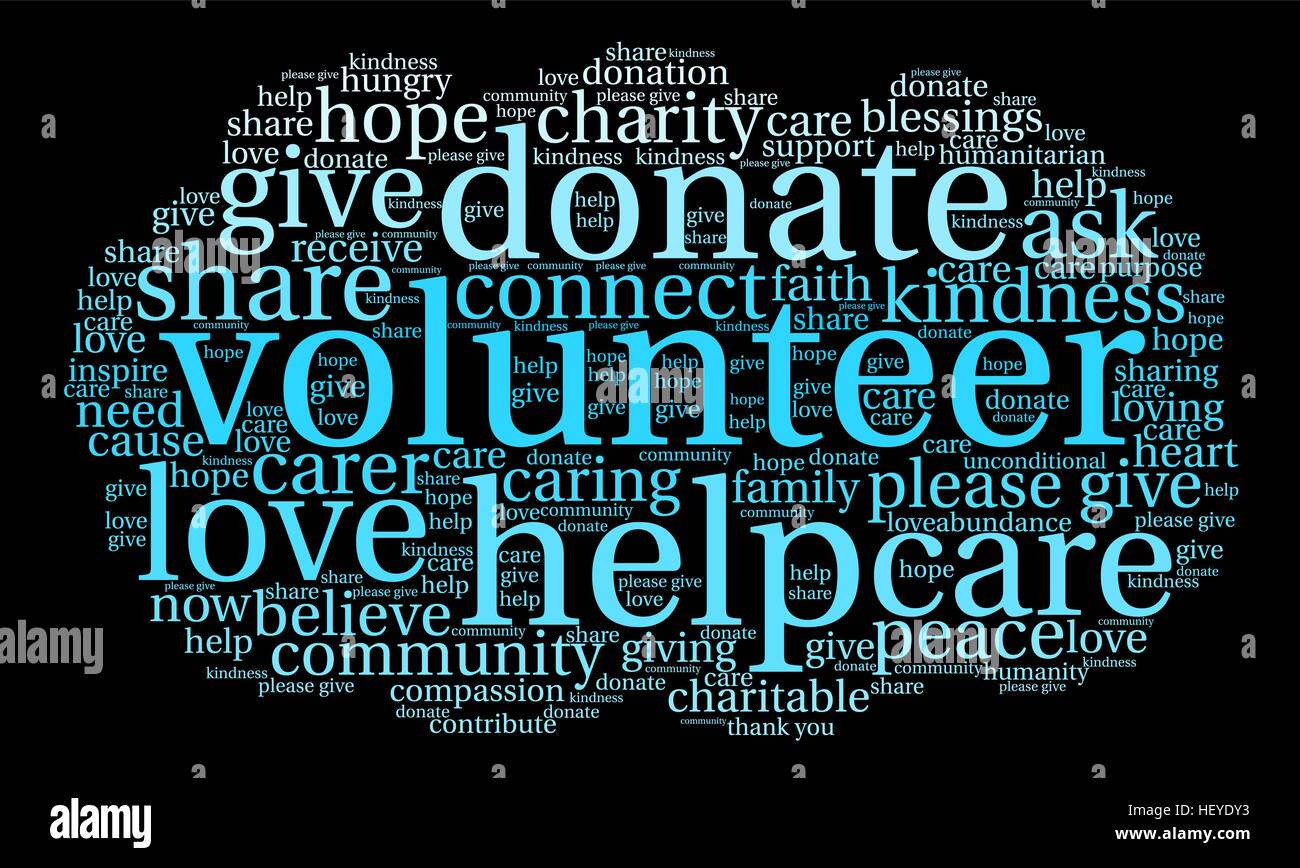 Volunteer word cloud on a black background Stock Vector Image & Art - Alamy