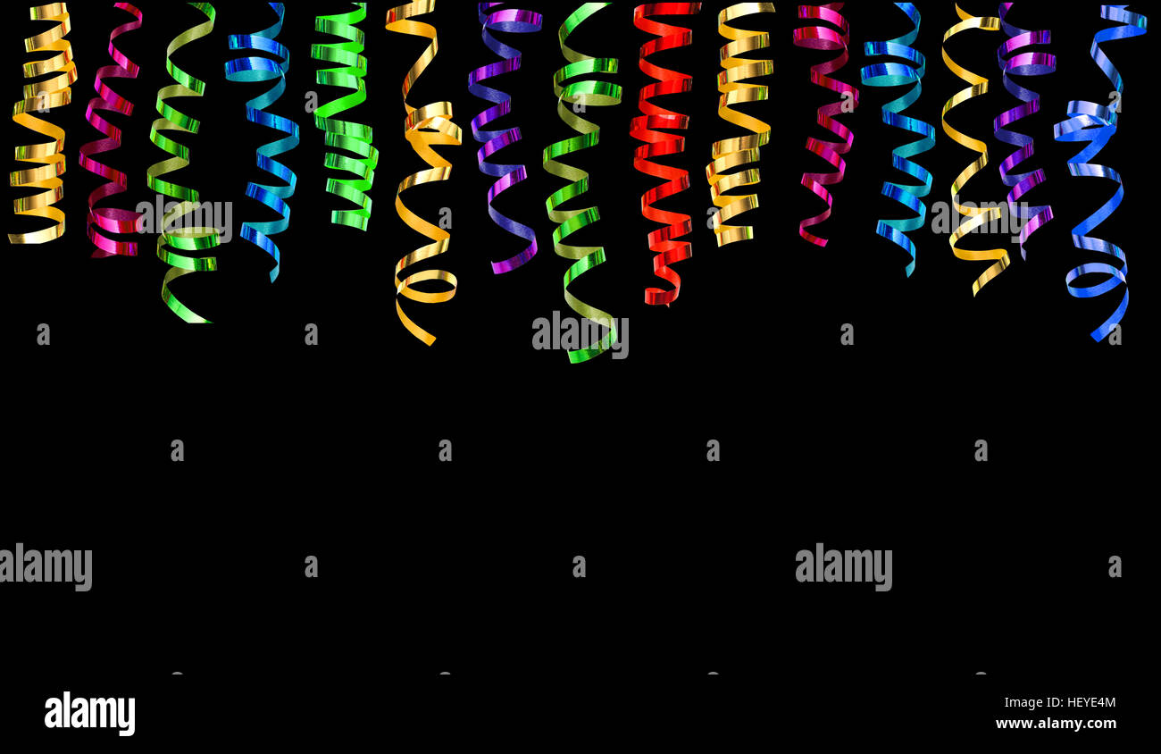 Banner with carnival party serpentine decoration. Colorful streamer ...